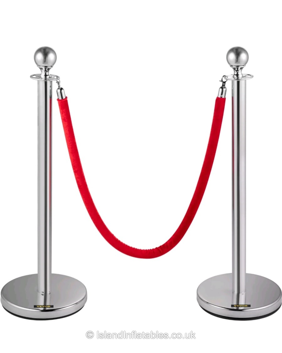 Sliver crowd barriers with red rope - Bouncy Castle / Entertainment ...