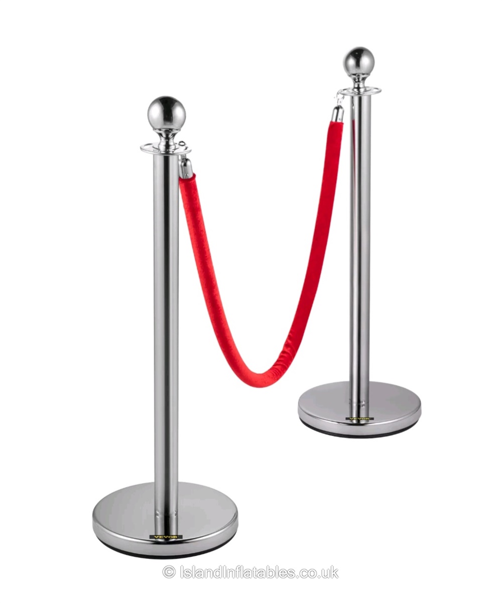 Sliver crowd barriers with red rope - Bouncy Castle / Entertainment ...